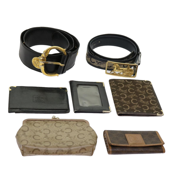 Celine | Accessories | Celine Macadam Canvas Card Key Case Pouch Belt Leather 7set Brown Auth ...